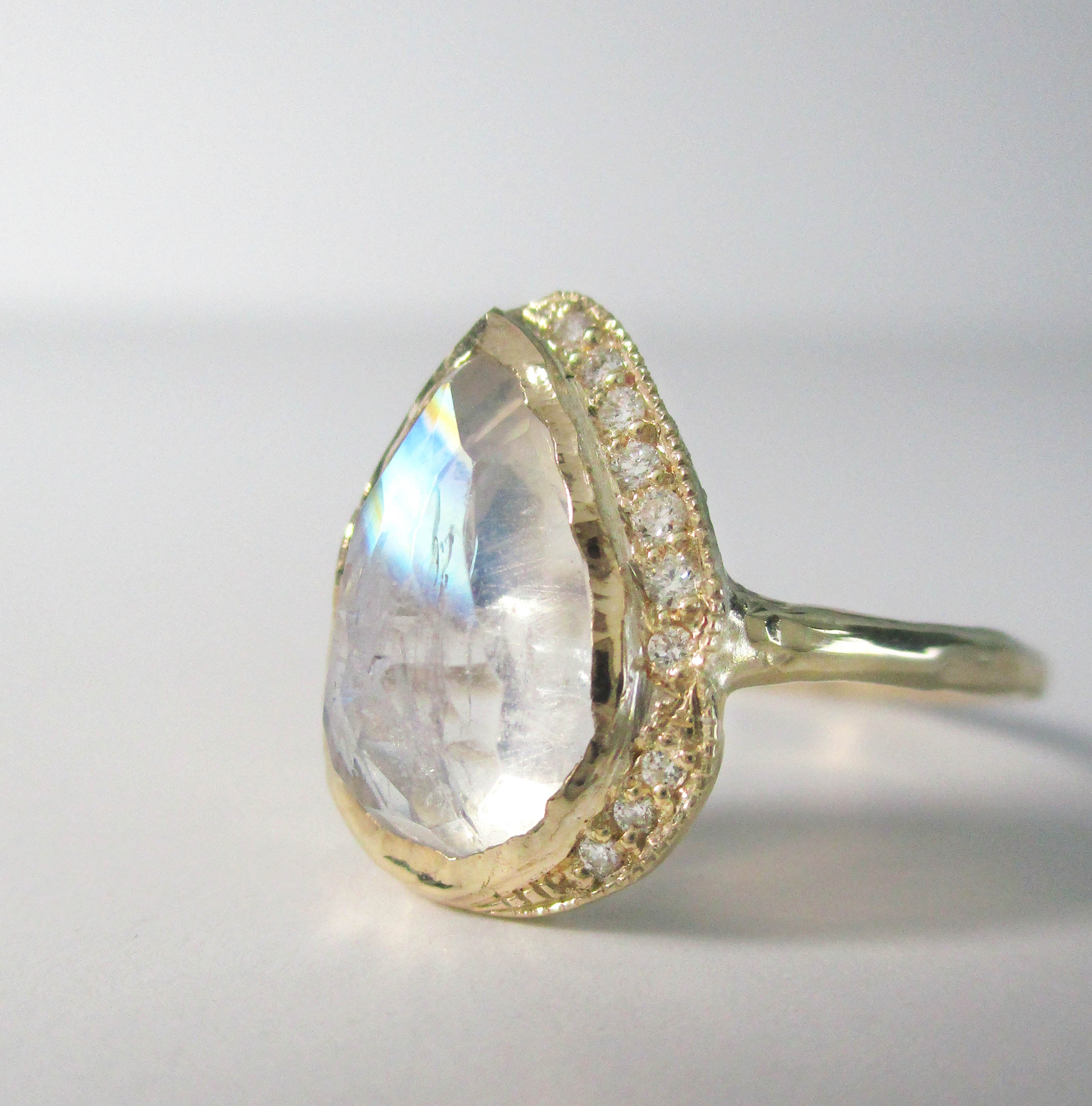 Misa Jewelry - Handcrafted Ring - Big Raindrop Moonstone Ring